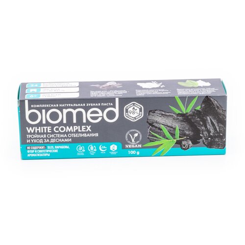 Зубная паста Biomed / Биомед White Complex Тройная система отбеливания и уход за деснами без фтора 100г