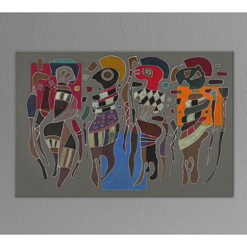 Картина для интерьера "Четыре фигуры на трех квадратах" Кандинский В. В. 40х60 см. натуральный холст. Коллекция - Российская живопись, абстракционизм.