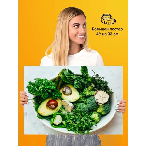 Плакат постер интерьерный на кухню "Овощи Салат"