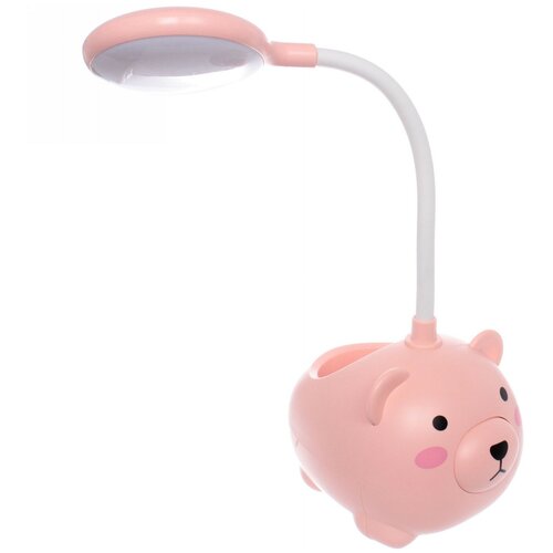 Настольная лампа «Marmalade-Мишка» LED 34*12*9см цвет розовый, с подстаканником