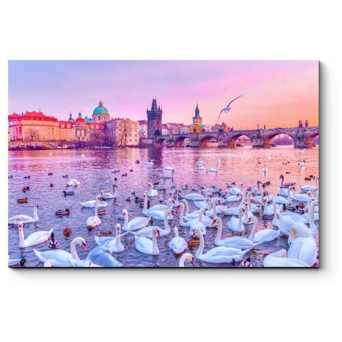 Модульная картина Лебеди на Влтаве, Прага 120x80