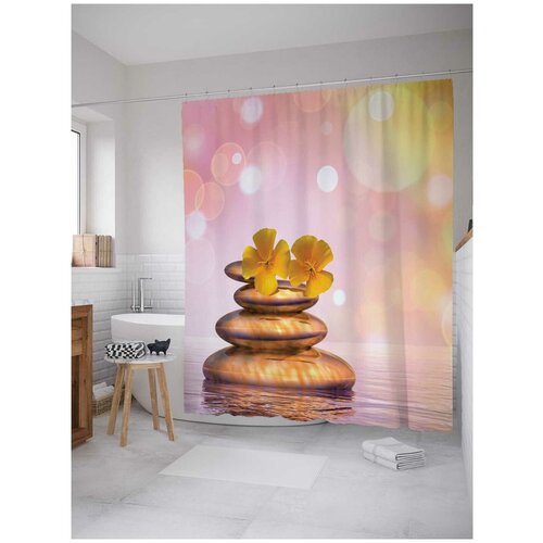 Штора для ванной JoyArty Цветы на камнях 180х200 (sc-2632)180х200 см