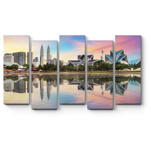 Модульная картина Пастельный закат в Куала-Лумпур130x75