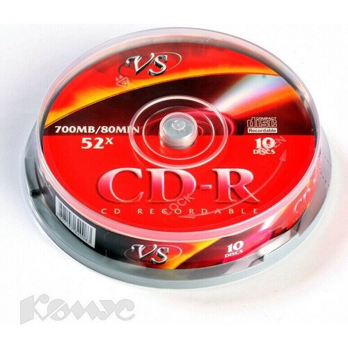 CD-R Носители информации CD-R, 52x, VS, Cake/10, VSCDRCB1001