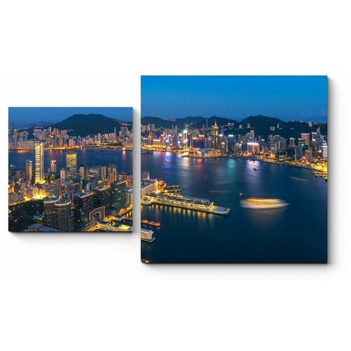 Модульная картина Сияющий ночными огнями Гонконг110x66
