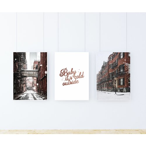 Набор плакатов "Зимний Нью-Йорк" 3 шт. / Набор интерьерных постеров формата А2 (40х60 см) без рамы