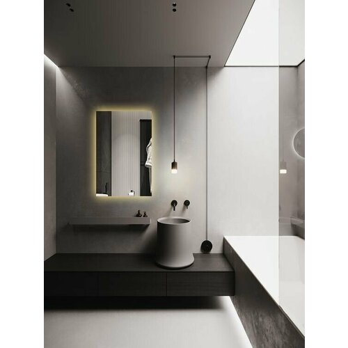 Зеркало для ванной Qwerty 80*60 вертикальное с тёплой LED-подсветкой без кнопки