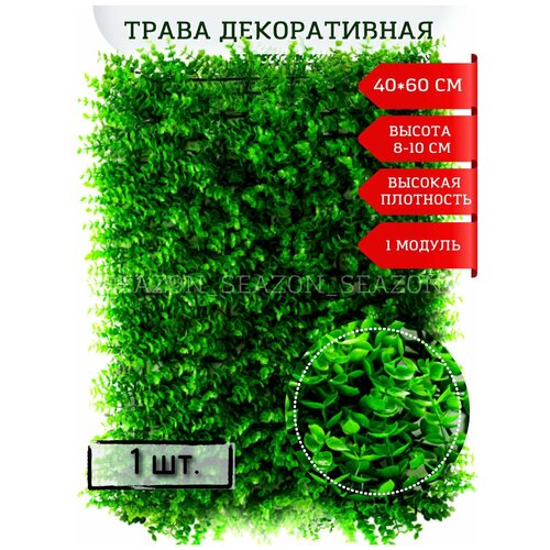 Искусственная трава газон Травка самшит искуственный Цветы искусственные для декора Модуль 40*60 см (1 модуль)