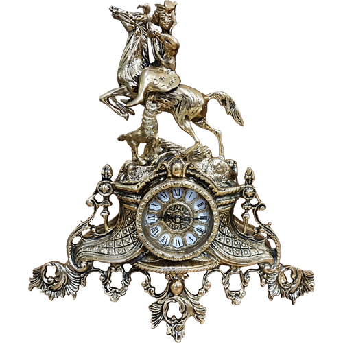 Часы 'Лисица' каминные бронзовые
