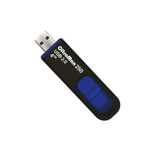 Флешка OltraMax 250, 4 Гб, USB2.0, чт до 15 Мб/с, зап до 8 Мб/с, синяя