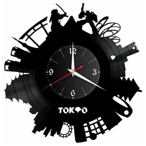 Часы из винила Redlaser "город Токио, Tokyo, Япония, самураи" VW-10490