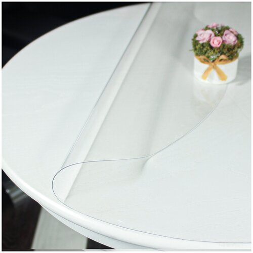 Гибкое/мягкое стекло круг Vello d'oro, 125x125 см, толщина 0.8 мм, скатерть ПВХ прозрачная декоративная на круглый стол