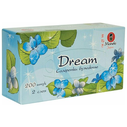 Maneki Салфетки бумажные Dream, белые, 2 слоя, коробка, 200 шт.