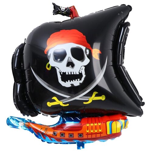 Шар фольгированный 34" Страна Карнавалия "Пиратский корабль", цвет черный