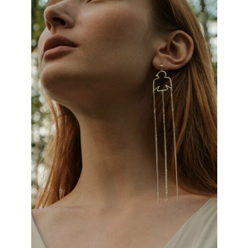 Серьги Nana, серебро, 925 проба, серебрение, длина 15.5 см, серебряный