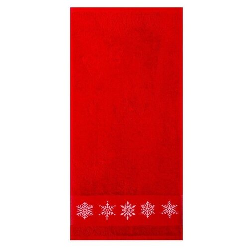 Полотенце  Этель Snowflakes для рук и лица, 30x60см, красный