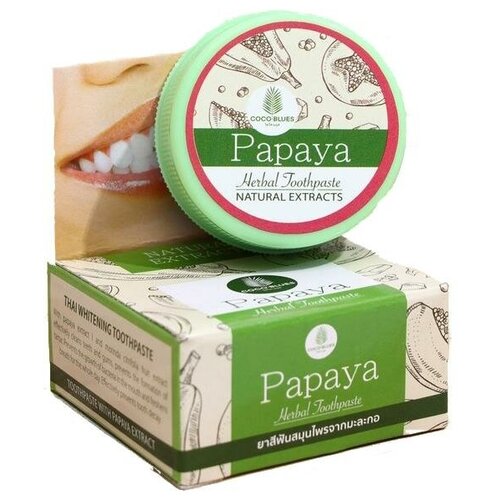 Coco Blues Herbal Toothpaste Papaya Тайская травяная зубная паста с экстрактом папайи 30 гр