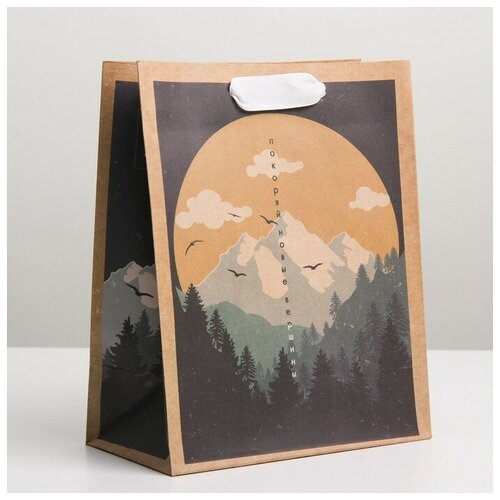 Пакет крафтовый вертикальный «Горы», MS 18 × 23 × 8 см
