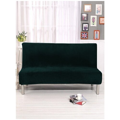 Чехол на трехместный диван без подлокотников Бруклин темно-зеленый