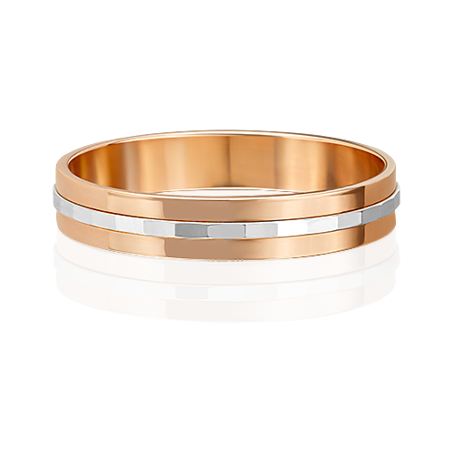 Кольцо обручальное PLATINA, комбинированное золото, 585 проба, родирование, размер 18, золотой, серебряный