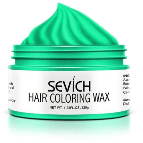 Sevich Окрашивающий цветной воск для волос и бороды , временная краска и стайлинг для волос (зеленый), 120 гр