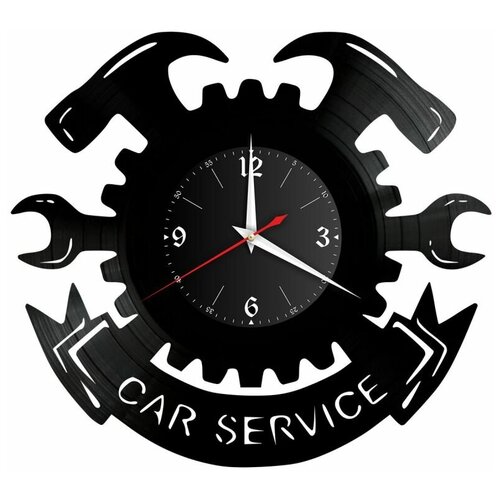 Часы из винила Redlaser "Car Cervice, Автосервис, инструменты" VW-10588