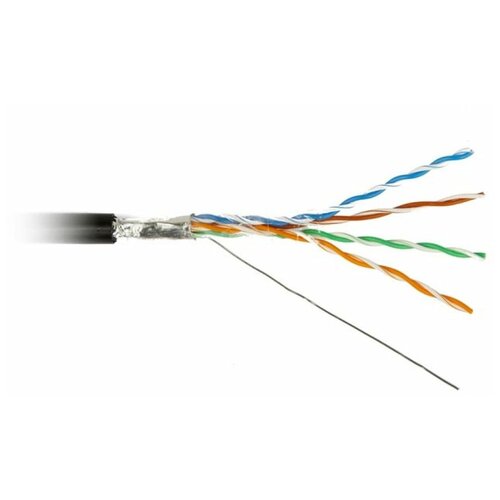 Кабель витая пара F/UTP кат.5E 4х2х24AWG solid PE Outdoor FUTP4-C5E-S24-OUT-PE-BK-500 черн. (м) Hyperline 49110