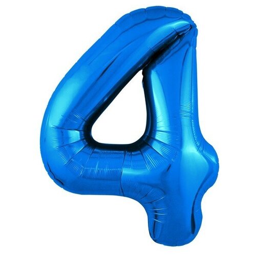 Шар фольгированный 40" «Цифра 4», цвет синий Slim