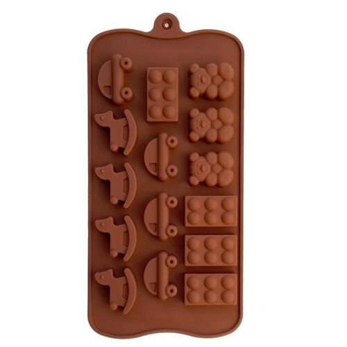 Форма для шоколадных конфет силиконовая "Игрушки", 15 ячеек