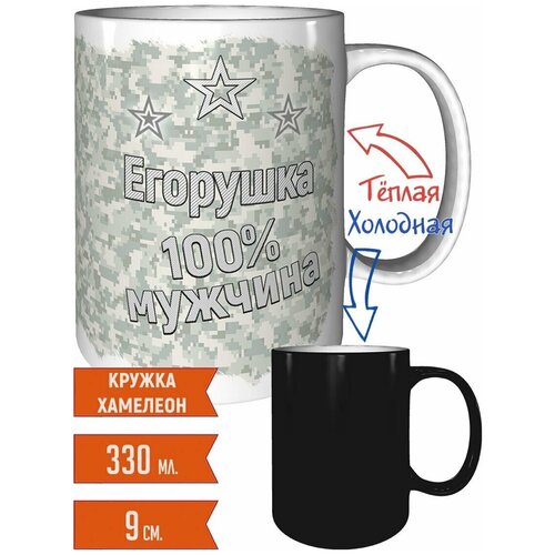 Кружка Егорушка 100% мужчина - проявляющаяся при нагреве, хамелеон.