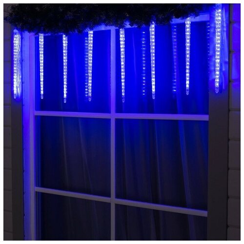 Гирлянда «Сосульки рифленые» 2.5 × 0.42 м, IP65, прозрачная нить, 288 LED, свечение синее с эффектом стекания, 12 В