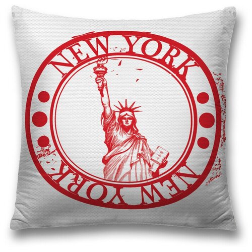 Наволочка декоративная на молнии, чехол на подушку JoyArty "Нью-Йорк статуя Свободы оттиск печати" 45х45 см