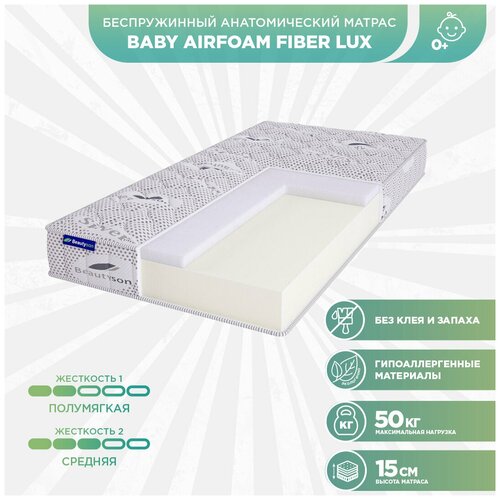 Матрас детский беспружинный Beautyson Baby AirFoam Fiber LUX 70x130 (Белый), без клея и запаха