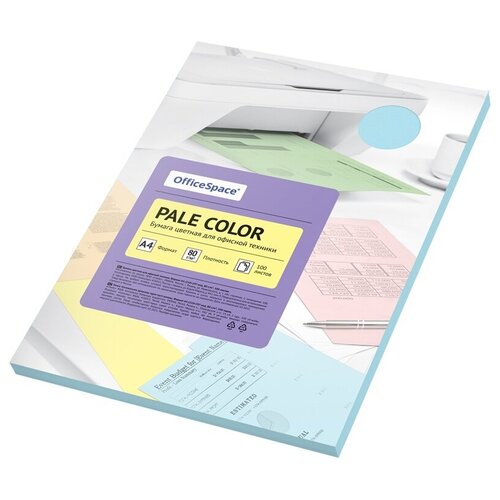 Бумага цветная ArtSpace OfficeSpace, Pale Color, A4, 80 г/м, 100 листов, голубой (PC_38231)