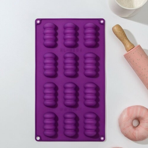 Форма для выпечки силиконовая Доляна «Сладости. Бабл»,12 ячеек, 28×16×2 см, цвет розовый