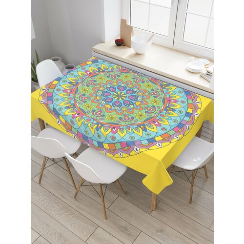 Прямоугольная тканевая скатерть на стол JoyArty с рисунком "Яркие узоры" 120 на 145 см