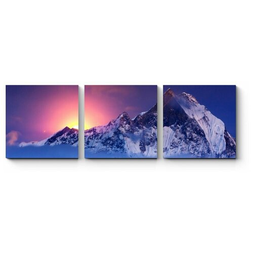 Модульная картина Последние лучи солнца в горах 90x30