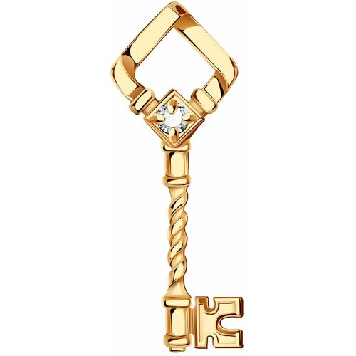 Подвеска Diamant online, золото, 585 проба, фианит, размер 2.8 см.