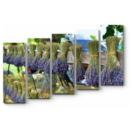 Модульная картина Букеты из лавандовых цветов, Прованс130x91