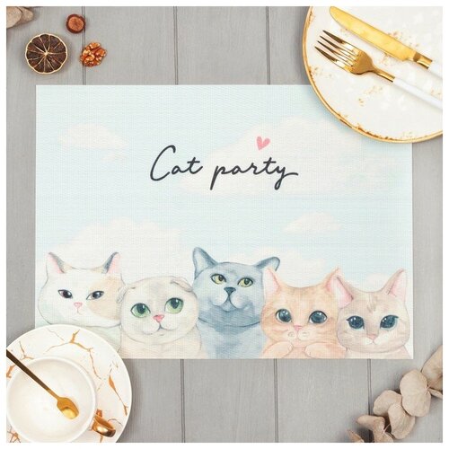 Салфетка на стол Доляна "Cat party" ПВХ 40*29см