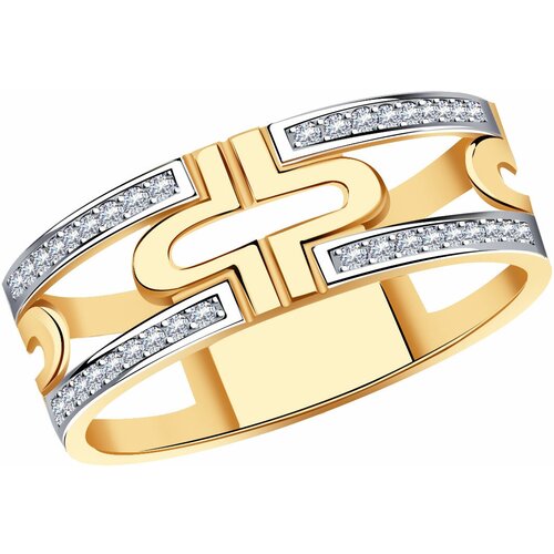Кольцо Diamant online, золото, 585 проба, циркон, размер 18