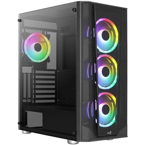 Корпус MidiTower AeroCool PRISM-G-BK-v2 ATX Black 4*120mm FRGB fan (4711099471768)