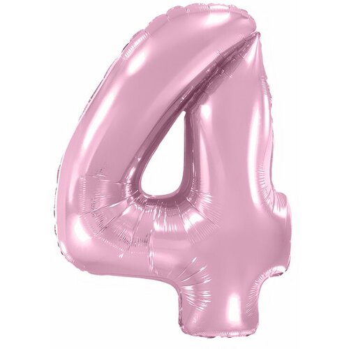 Воздушный шар из фольги. Цифра 4, Розовый, Макарунс (40”/102 см, ESP)