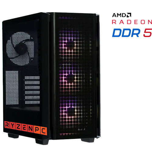 Настольный компьютер RyzenPC GAME 83512509 (AMD Ryzen 5 7500F 3.7 ГГц, AMD A620, 16 DDR5, SSD: 1000 Гб, HDD: 1000 Гб, AMD Radeon RX 7600 8 Гб, WI-FI, Без привода, 750 Вт, DeepCool CG540, ОС не установлена)