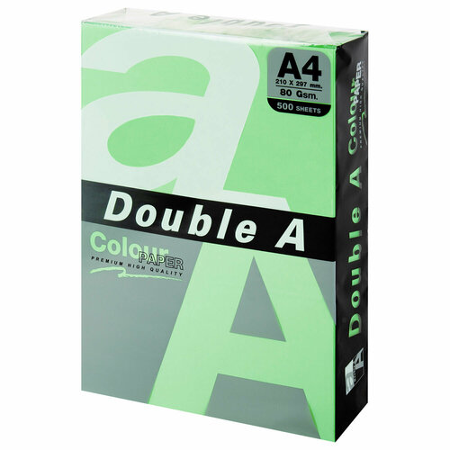 Бумага цветная DOUBLE A, А4, 80 г/м2, 500 л, пастель, зеленая, 1шт. в комплекте