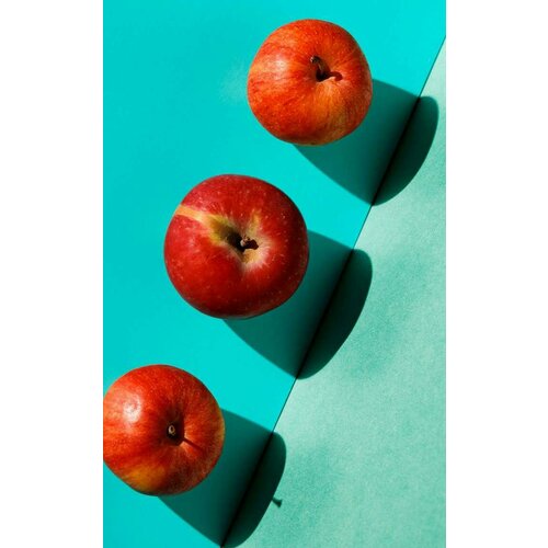 Картина на холсте 60x110 LinxOne "Яблоки, фрукт, урожай, голубой" интерьерная для дома / на стену / на кухню / с подрамником
