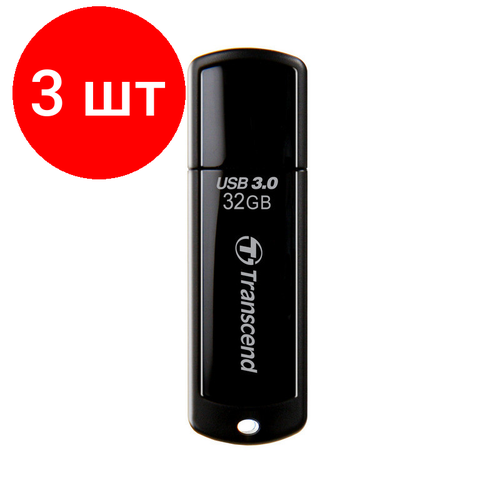 Комплект 3 штук, Флеш-память Transcend JetFlash 700, 32Gb, USB 3.1 G1, чер, TS32GJF700