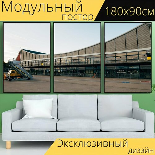 Модульный постер "Строительство, архитектуры, аэропорт" 180 x 90 см. для интерьера