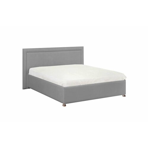Двуспальная кровать Нью-Йорк 140x200 с подъемным механизмом и с коробом для белья велюр серый ножки 5 см