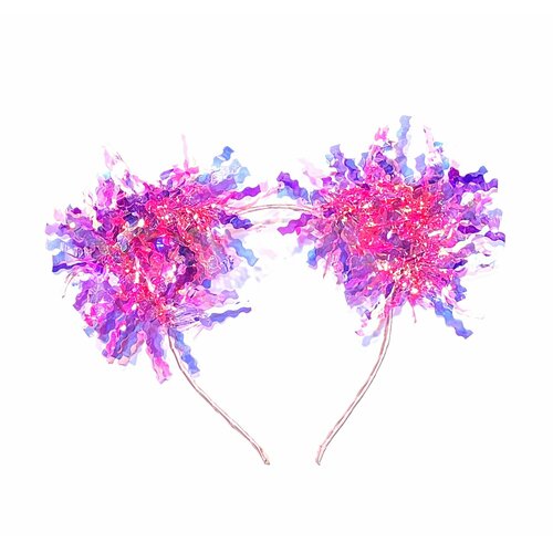 Ободок для волос новогодний с мишурой "Ушки", розовый